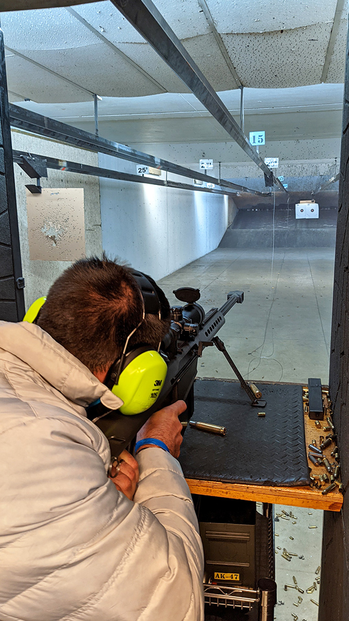 Taking aim: The shooting range experience complements tank driving with precision firepower under expert supervision.