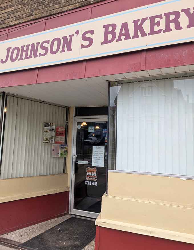 The entrance to Johnson's Bakery, where every visit begins with anticipation and ends with satisfaction.