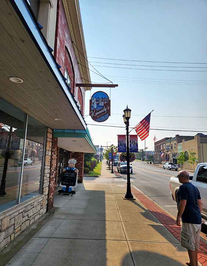 Downtown Cambridge's main street gets a little sweeter thanks to Kennedy's presence, where that iconic sign draws donut lovers like moths to a delicious flame.
