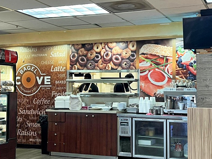 Where the magic happens! The heart of Bagel Cove pumps out breakfast perfection with well-orchestrated efficiency.
