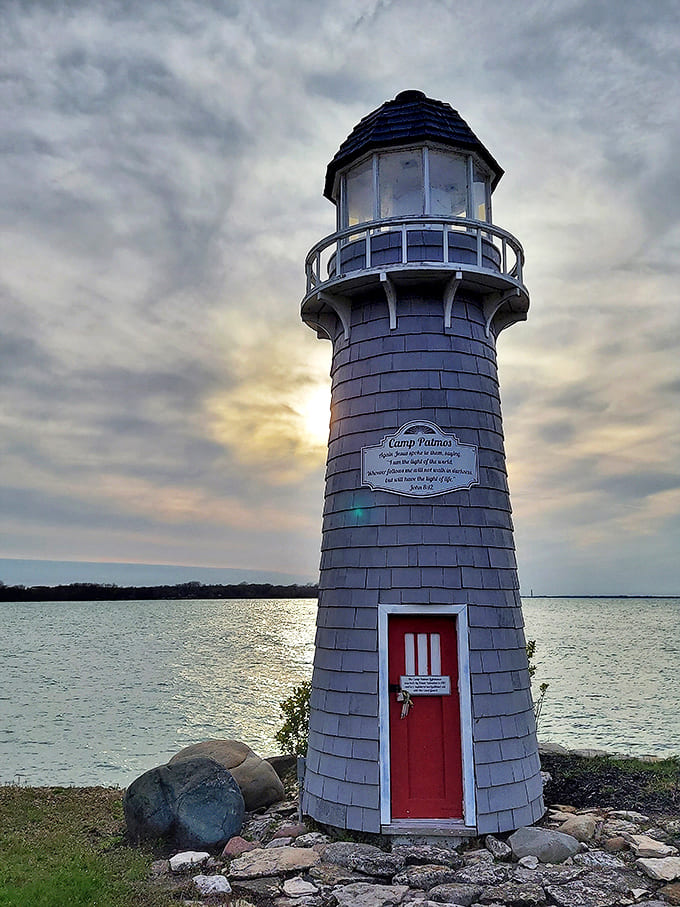 Miniature lighthouse: Standing sentinel at dusk, this charming beacon seems to whisper, "Slow down, you're on island time now."