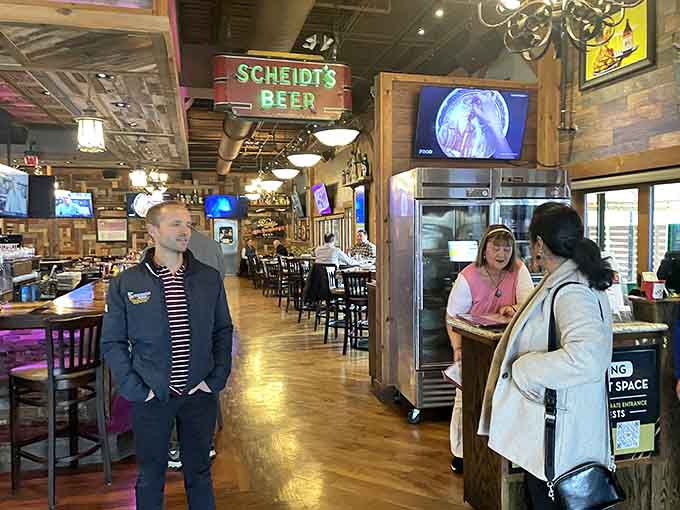 The welcoming entrance where countless pizza pilgrimages begin, leading hungry diners toward cheesy salvation.