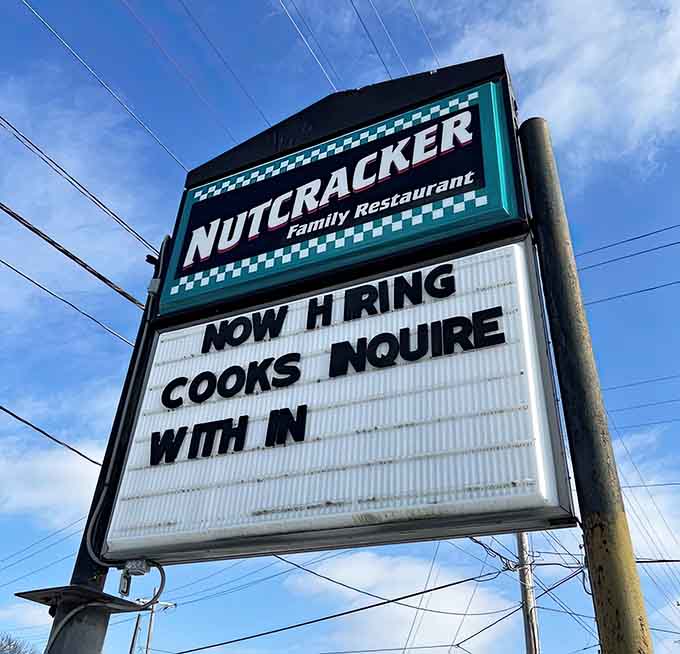 That roadside sign speaks the truth: they're hiring cooks, probably to keep up with the deep-fried corn demand.