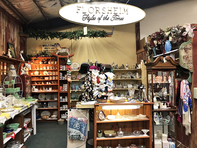 Step into a time capsule of tchotchkes! This booth is bursting with more knick-knacks than your grandmother's china cabinet.
