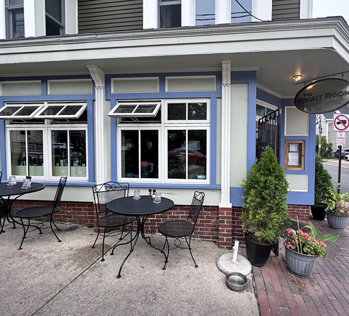 Sidewalk seating offers a front-row view of Munjoy Hill life, perfect for people-watching while savoring that last bite of hash.
