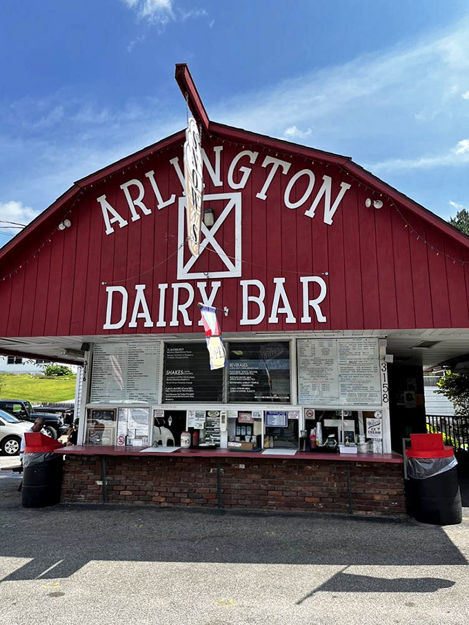The Arlington Dairy Bar's outdoor setting showcases Vermont's natural beauty &ndash; the perfect backdrop for enjoying a cone while soaking in mountain views.