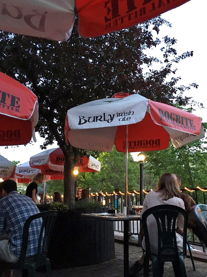 The outdoor deck with its colorful umbrellas offers the perfect summer spot for people-watching while sampling Vermont's finest brews.