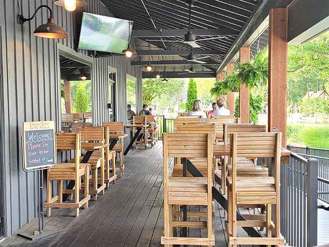 The outdoor seating area offers fresh air with your fresh food &ndash; nature's dining room where every meal feels like a mini vacation.