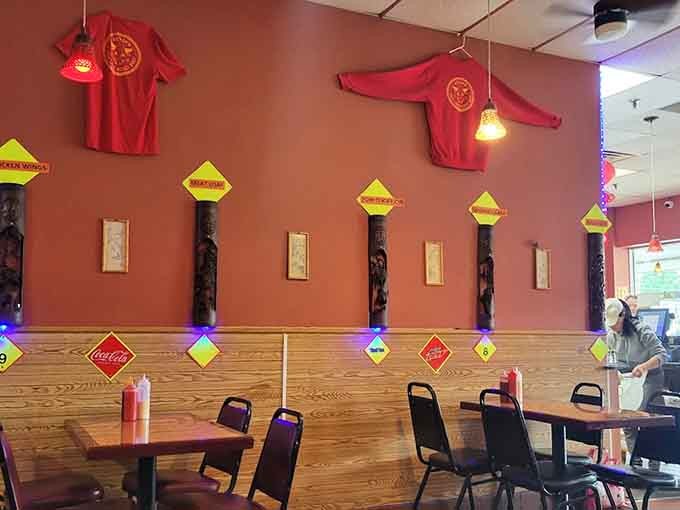 Simple tables and chairs provide comfortable spots to enjoy your meal without any unnecessary fuss.