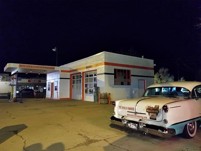 Night photography captures the museum's magical quality, when vintage neon and classic chrome really shine.