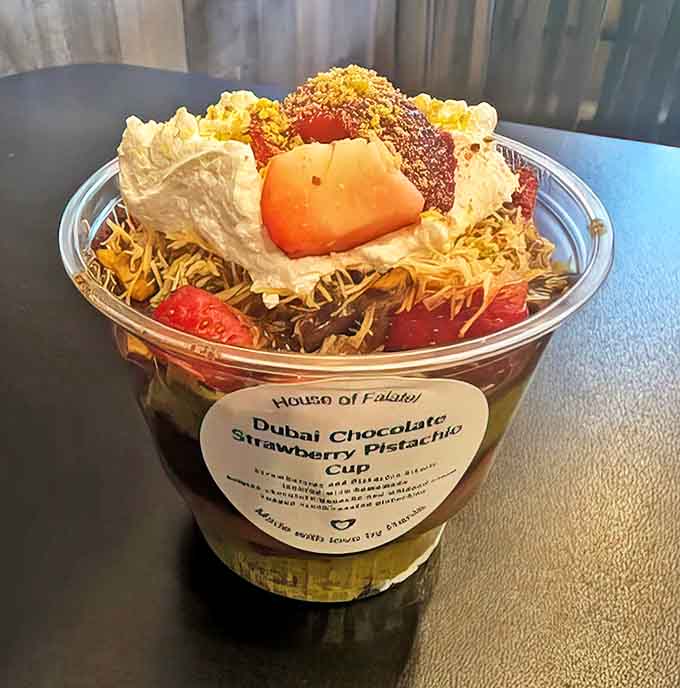 This Dubai Chocolate Strawberry Pistachio Cup isn't just dessert &ndash; it's a sweet geography lesson in a convenient to-go container.