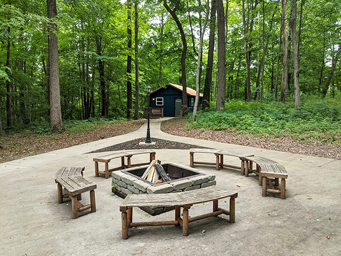 Fire pits create gathering spots for evening relaxation, perfect for storytelling or just enjoying the crackling flames.