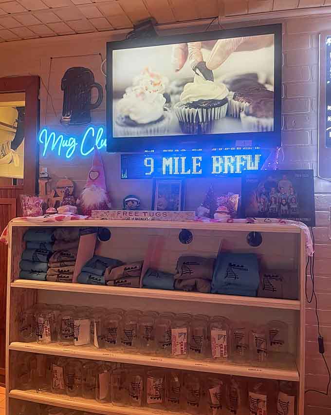 The mug club display and merchandise show that Shantytown isn't just a restaurant but a beloved local institution.