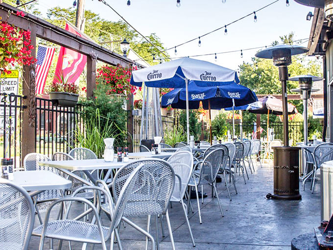 The outdoor patio transforms dining into an event, with heaters ensuring comfort even when Illinois weather gets temperamental.