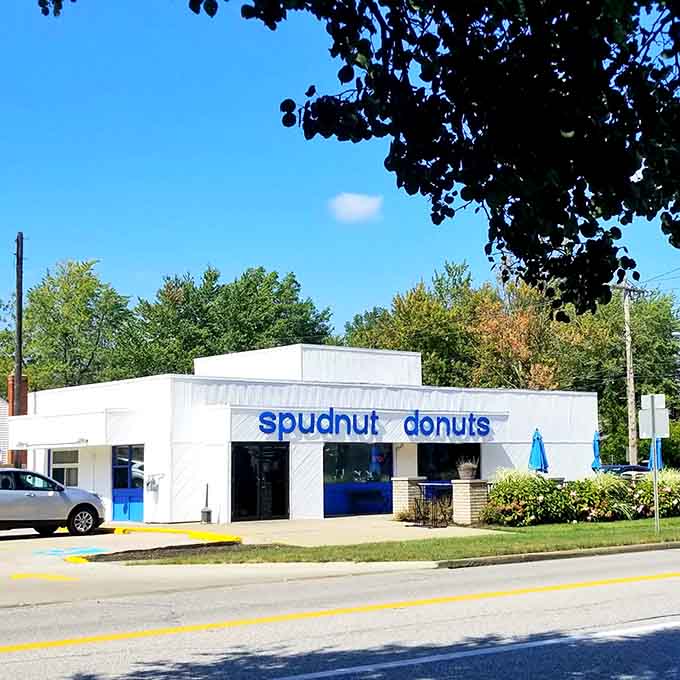 From across the street, Spudnuts beckons like a beacon of hope for anyone who appreciates quality fried dough done right.