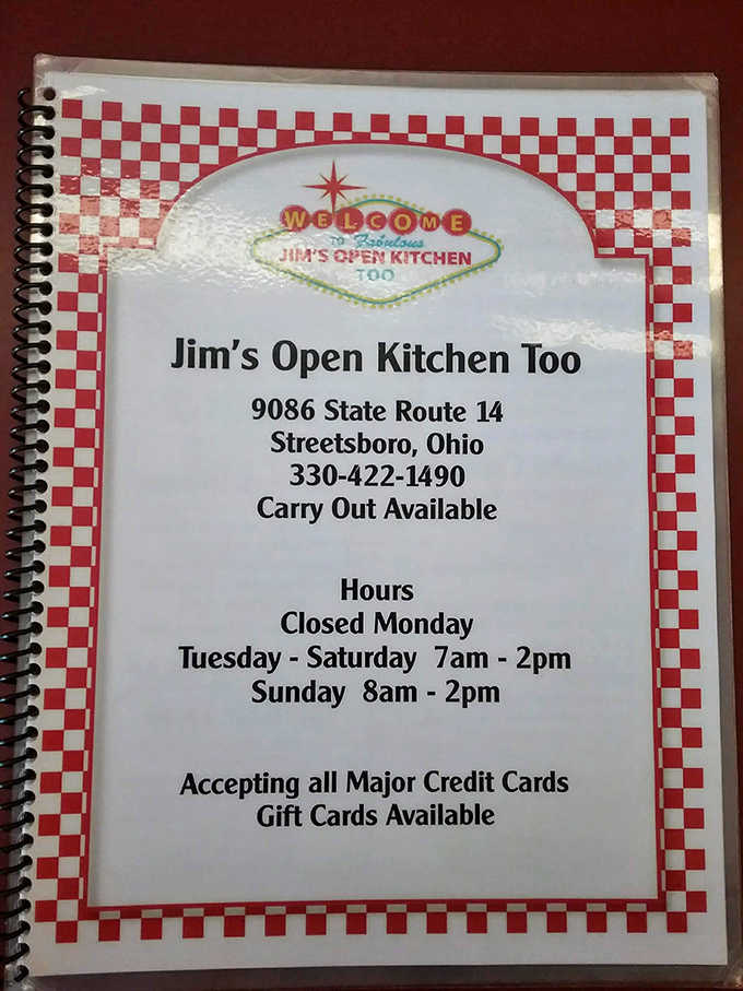 The menu cover tells you everything you need to know &ndash; classic diner fare served during hours when normal humans actually eat.