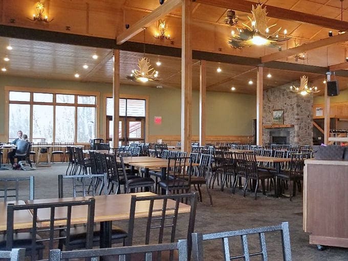 The cafeteria's interior combines North Woods charm with enough seating to handle crowds who've worked up serious appetites from all that scenic gawking.