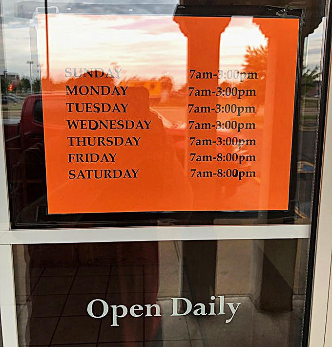 Those hours posted on the door promise all-day breakfast most days, which is exactly the kind of policy civilization needs.