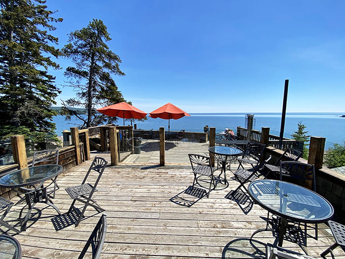 Sunny days on the deck overlooking Lake Superior turn a simple meal into a memory, with water views that stretch to the horizon.