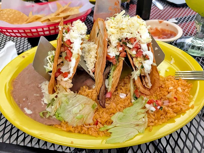 Tacos: Standing tall and proud, these aren't shy little street tacos but confident flavor vessels overflowing with fresh ingredients and house-made salsas.