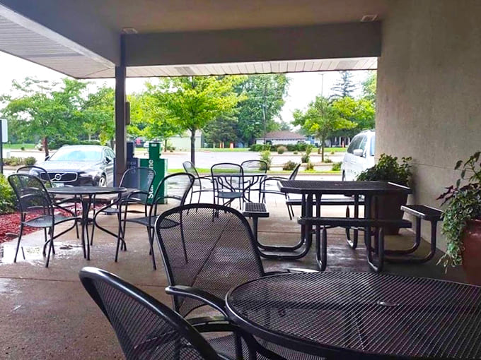 Outdoor seating that transforms a simple pastry run into a proper café experience, weather permitting in Minnesota's fickle climate.