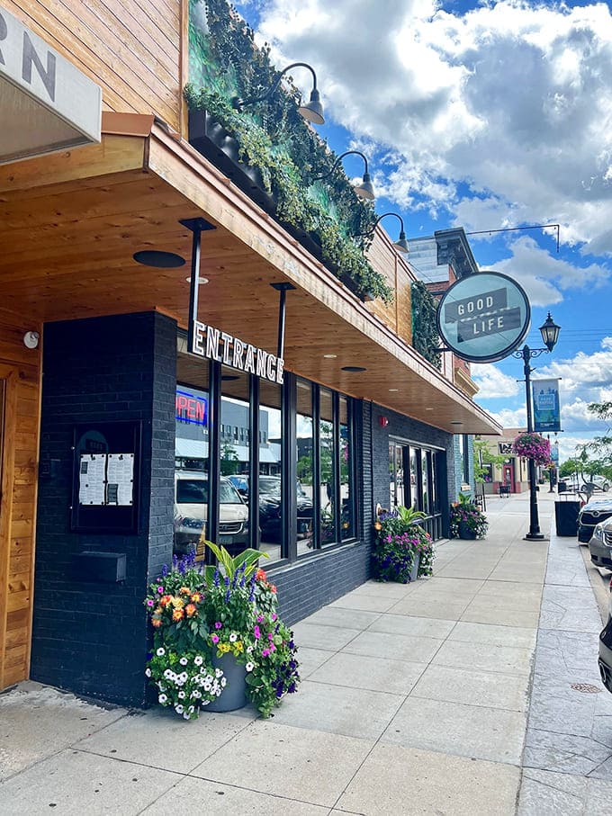 The outdoor patio offers fresh air dining under string lights, perfect for those Minnesota evenings when the weather cooperates beautifully.
