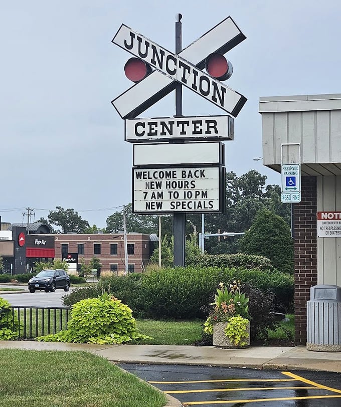 That railroad crossing sign outside announces you've arrived at a destination worth the trip, no matter how far you've traveled.