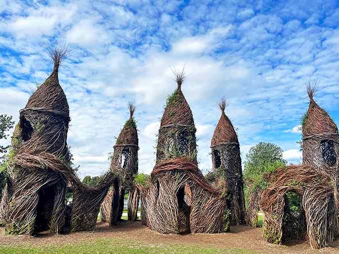 These woven willow structures look like something fairy-tale characters might call home &ndash; whimsical architecture that blends perfectly with its natural surroundings.