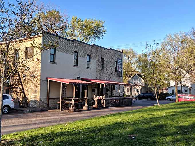 The historic building fits perfectly into Northeast Minneapolis's artistic, slightly industrial vibe and character.