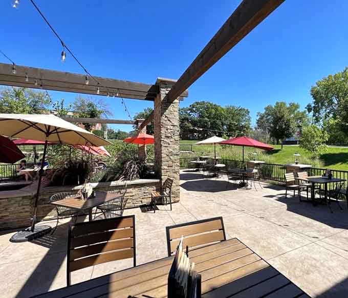 The outdoor patio where fresh air and good food meet, creating the perfect setting for Minnesota's precious warm evenings.