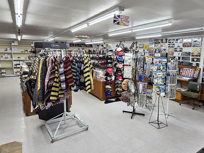 The trading post's carefully curated collection spans from practical travel necessities to whimsical souvenirs that capture the essence of the American Southwest.