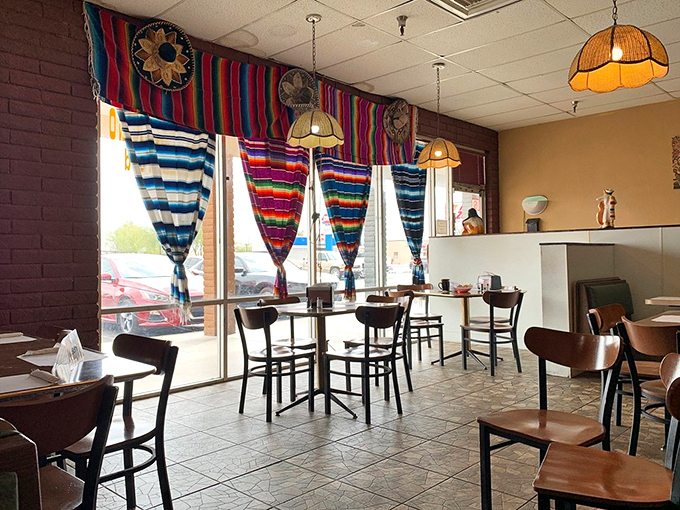 A room with a view and a side of enchiladas. Casa Palomino's window seats offer prime people-watching real estate with a colorful Southwestern twist.