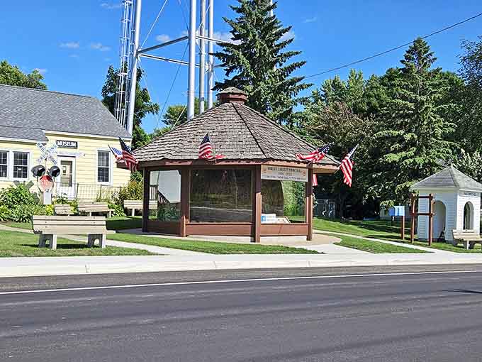 Even the buildings across the street seem to lean in, curious about the massive sphere that put Darwin on the map.