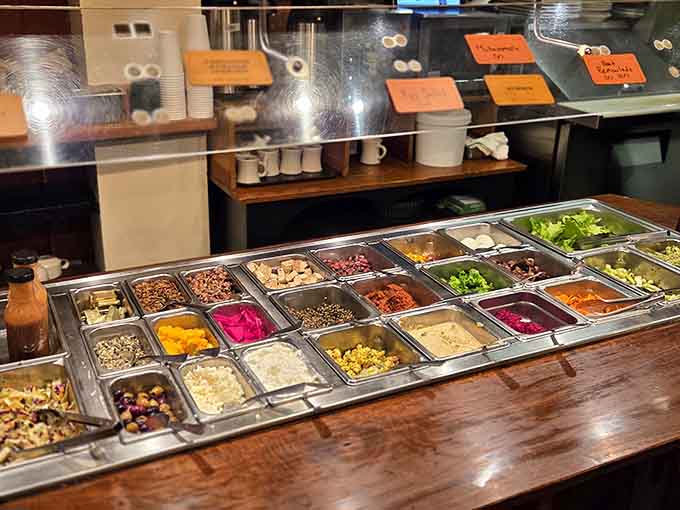 A salad bar with enough colorful options to make eating your vegetables feel less like a chore and more like an adventure.
