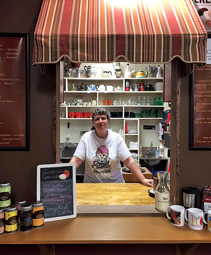 The caf&eacute; offers a moment of respite from the beady-eyed stares, with troll-themed refreshments to fuel your nostalgia trip.