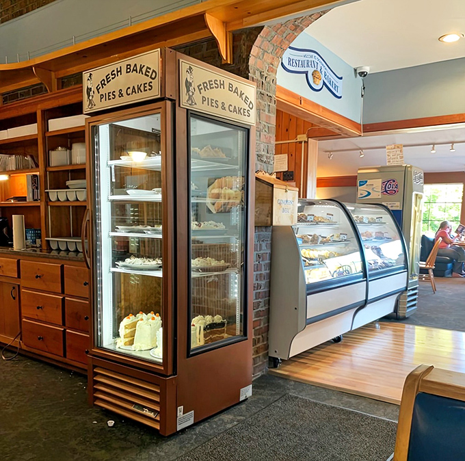 Fresh-baked goods line the shelves like treasures, each promising the kind of simple pleasure that fancy restaurants often forget to deliver.