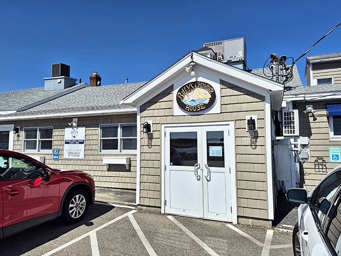 The entrance beckons seafood lovers with its simple promise &ndash; beyond these doors await some of Maine's freshest ocean treasures.