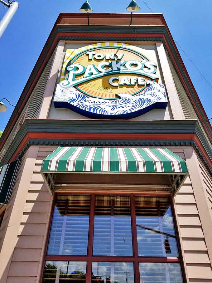 Looking up at the sign from street level, you're seeing the same view that's welcomed hungry Toledoans for nearly a century of lunch and dinner rushes.