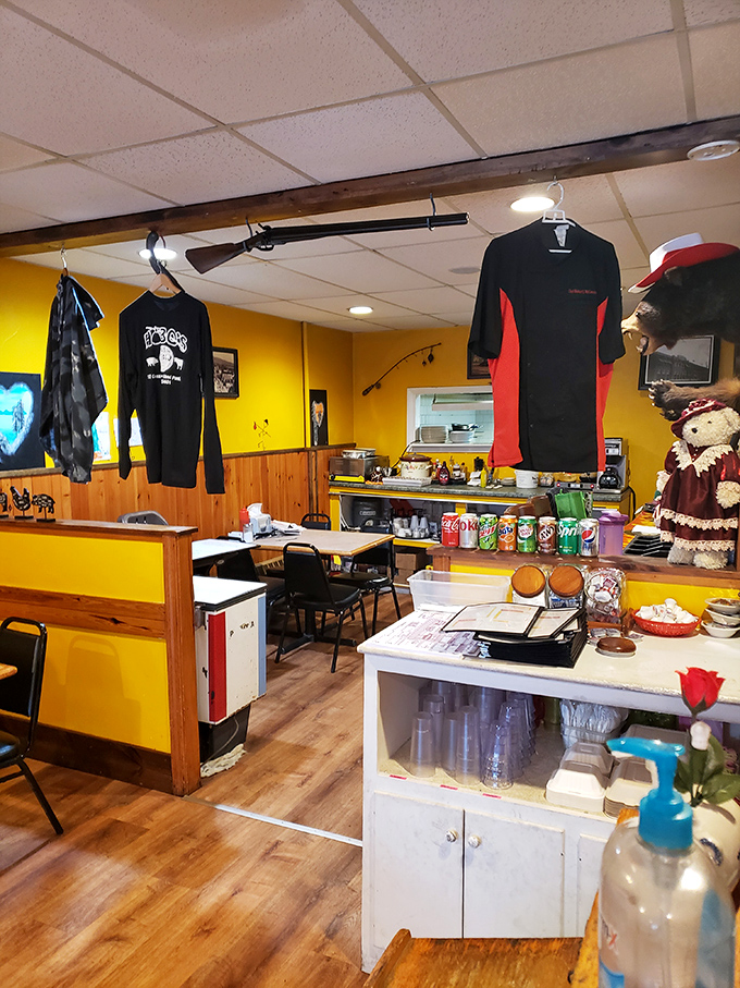 The interior showcases Vermont hunting culture alongside cafe merchandise &ndash; a genuine slice of Northeast Kingdom life.