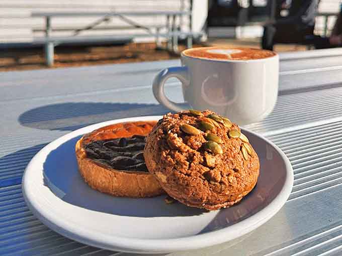 The breakfast of champions &ndash; a hearty muffin and perfectly crafted latte. Who needs alarm clocks when this is waiting for you?