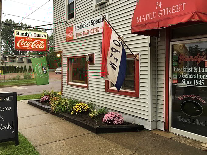 Seasonal flowers frame the entrance to this Burlington institution &ndash; even Mother Nature wants to make a good impression here.