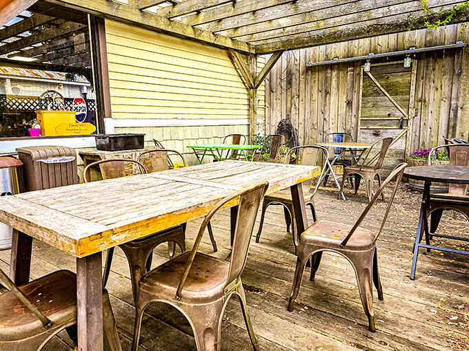 The outdoor seating area invites you to enjoy your breakfast al fresco, where Vermont breezes enhance every bite.