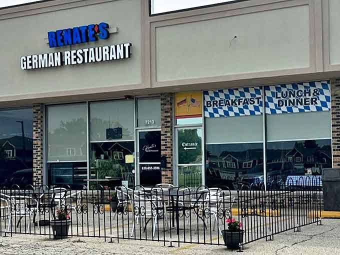 The outdoor seating area offers a chance to enjoy your schnitzel al fresco when Midwestern weather permits &ndash; which isn't often enough!