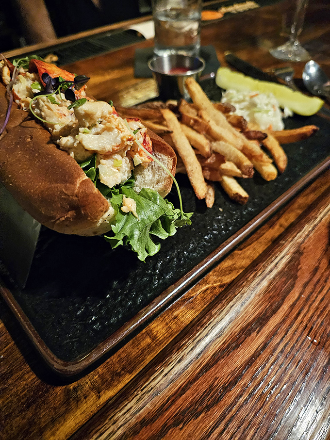 The lobster roll – Maine's gift to the culinary world – gets the Harrison's treatment with hand-cut fries that deserve their own fan club.