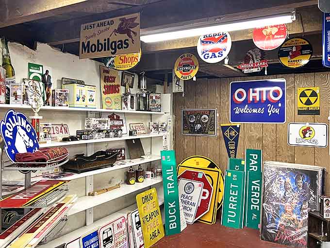 A colorful collection of vintage signs that once guided travelers and shoppers &ndash; now ready to add retro charm to modern spaces.