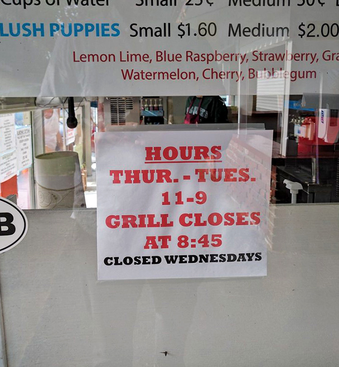 The sacred schedule that locals memorize &ndash; Thursday through Tuesday, 11-9, with Wednesdays reserved for well-deserved rest.