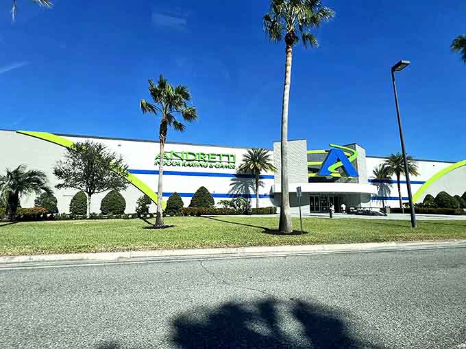 Palm trees frame the entrance to this entertainment paradise &ndash; because nothing says "Florida fun" like tropical landscaping and the promise of air conditioning inside.