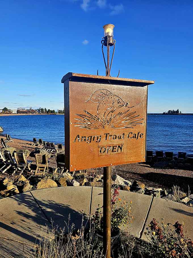 This weathered sign has guided countless hungry travelers to some of the best fish and chips they'll ever eat, doing important work.