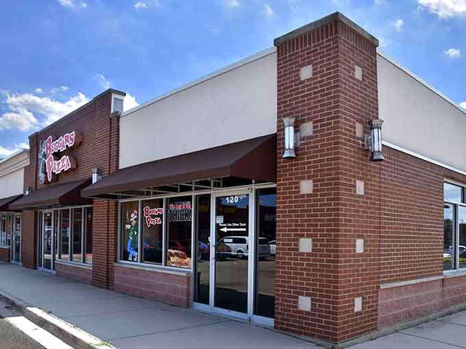 The brick exterior and prominent signage make Beggar's Pizza easy to find when your deep dish craving strikes, which happens more often than you'd think.