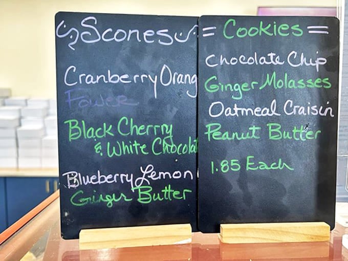 The chalkboard menu of seasonal scones and cookies &ndash; a constantly evolving love letter to whatever ingredients are at their peak.